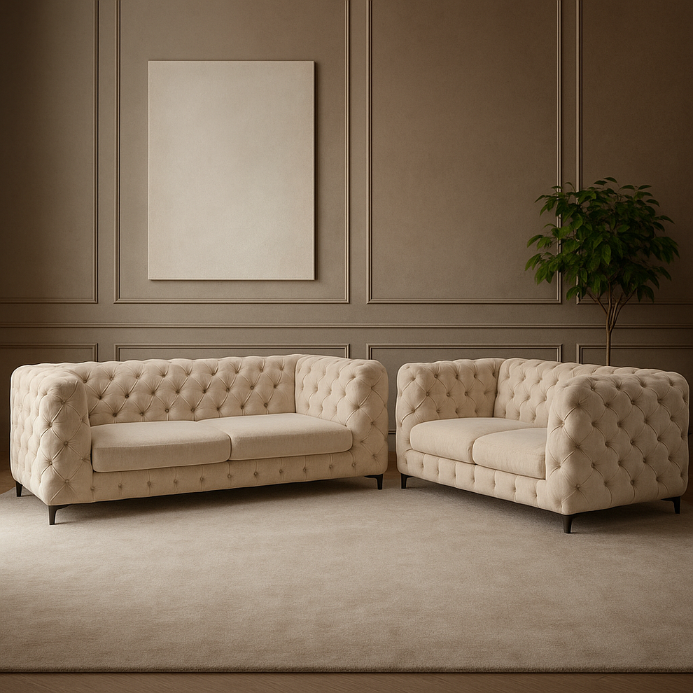 Vienna Tufted Velvet Sofa Set – Teak and Traditions